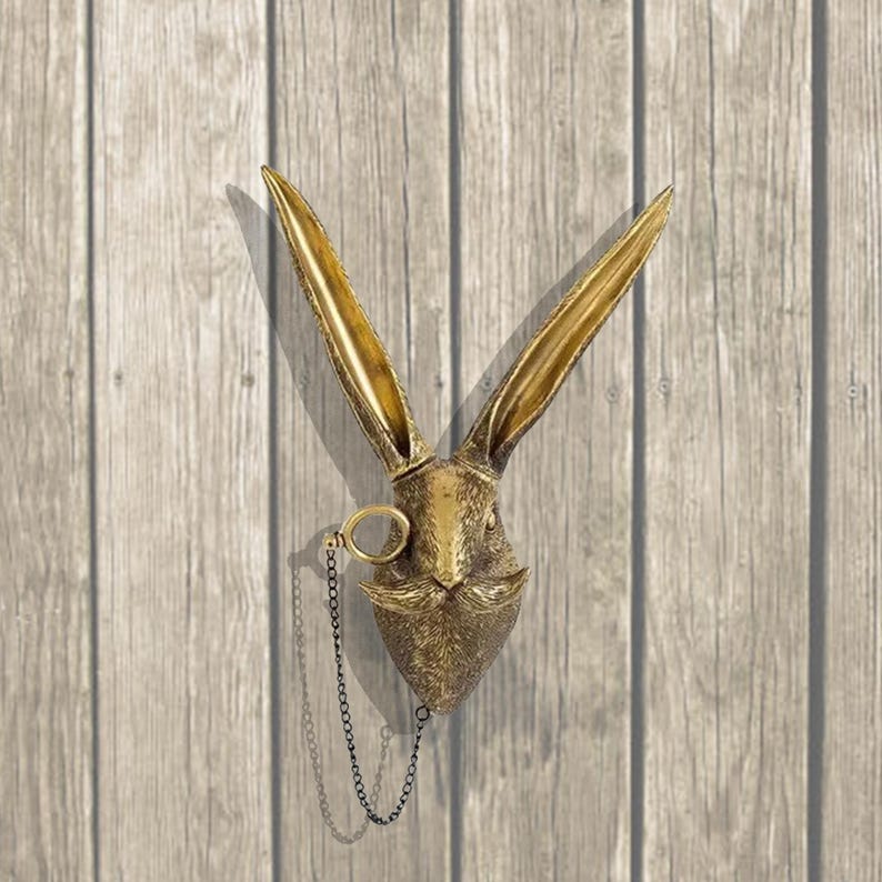 Bronze Animal Head Figurine Rustic Wall Decor Faux Taxidermy Sculpture ...