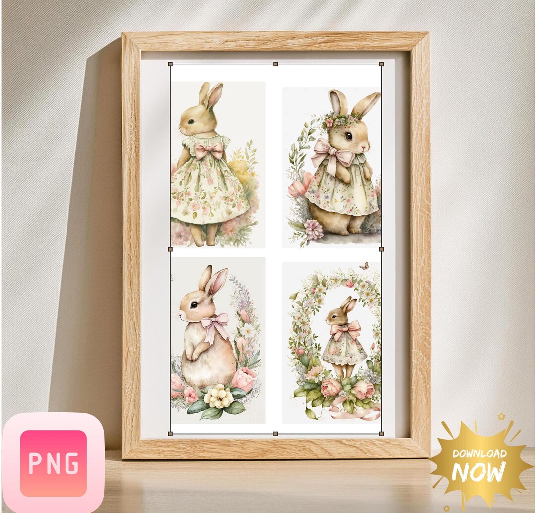 Easter Bunny PNG | Cute Girly Rabbit Clipart | Pastel Rabbit With ...