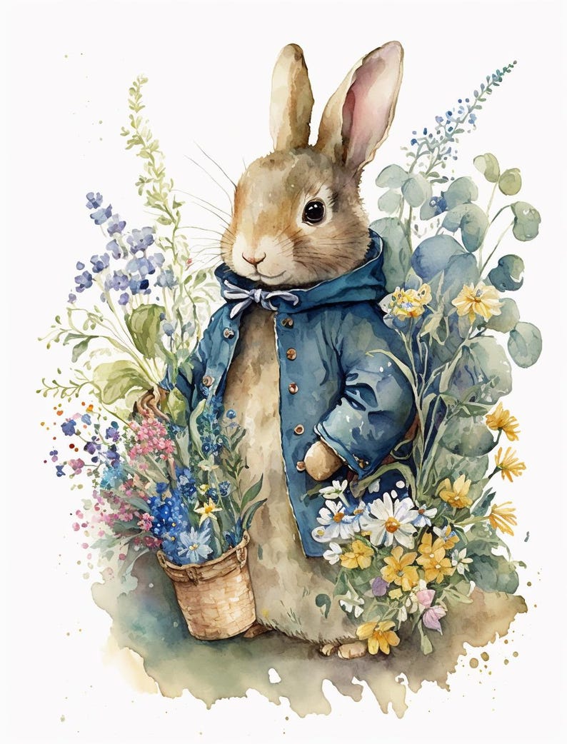 Peter Rabbit Clipart Set | Beatrix Potter Style Spring Bunny Art | High ...