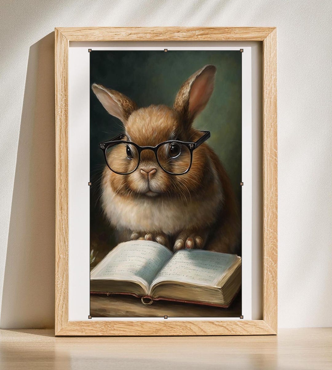 Printable Easter Bunny Reading Book Art - Cute Rabbit With Big Glasses ...