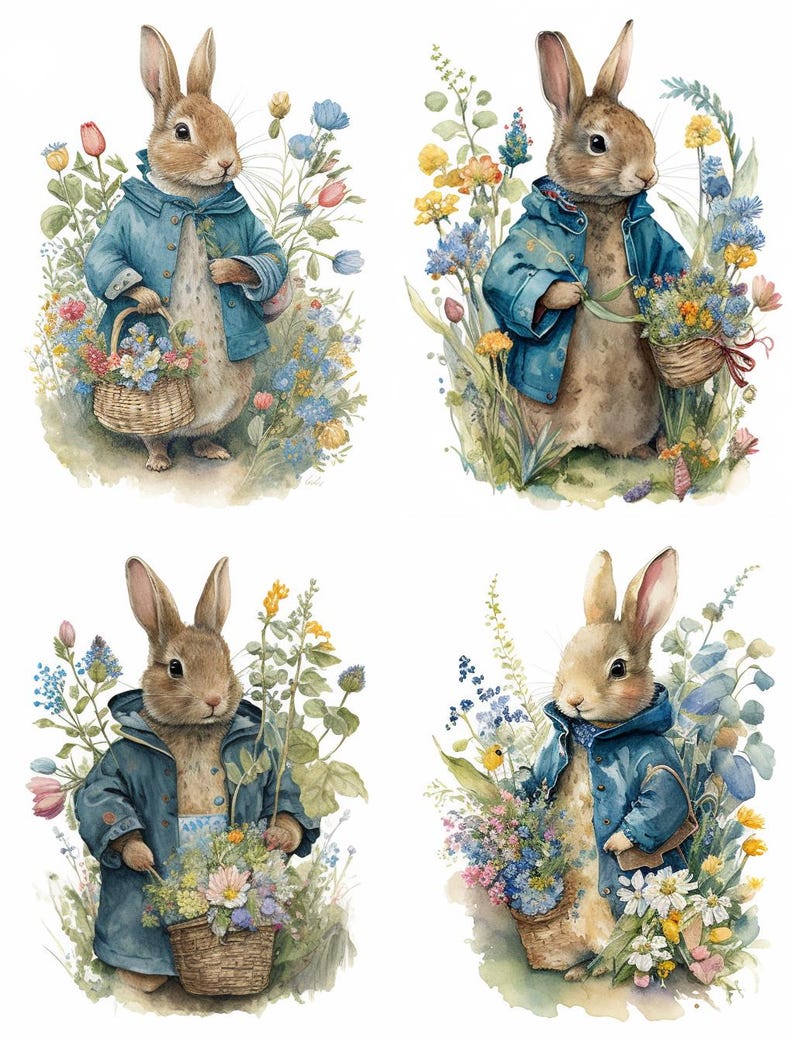 Peter Rabbit Clipart Set | Beatrix Potter Style Spring Bunny Art | High ...