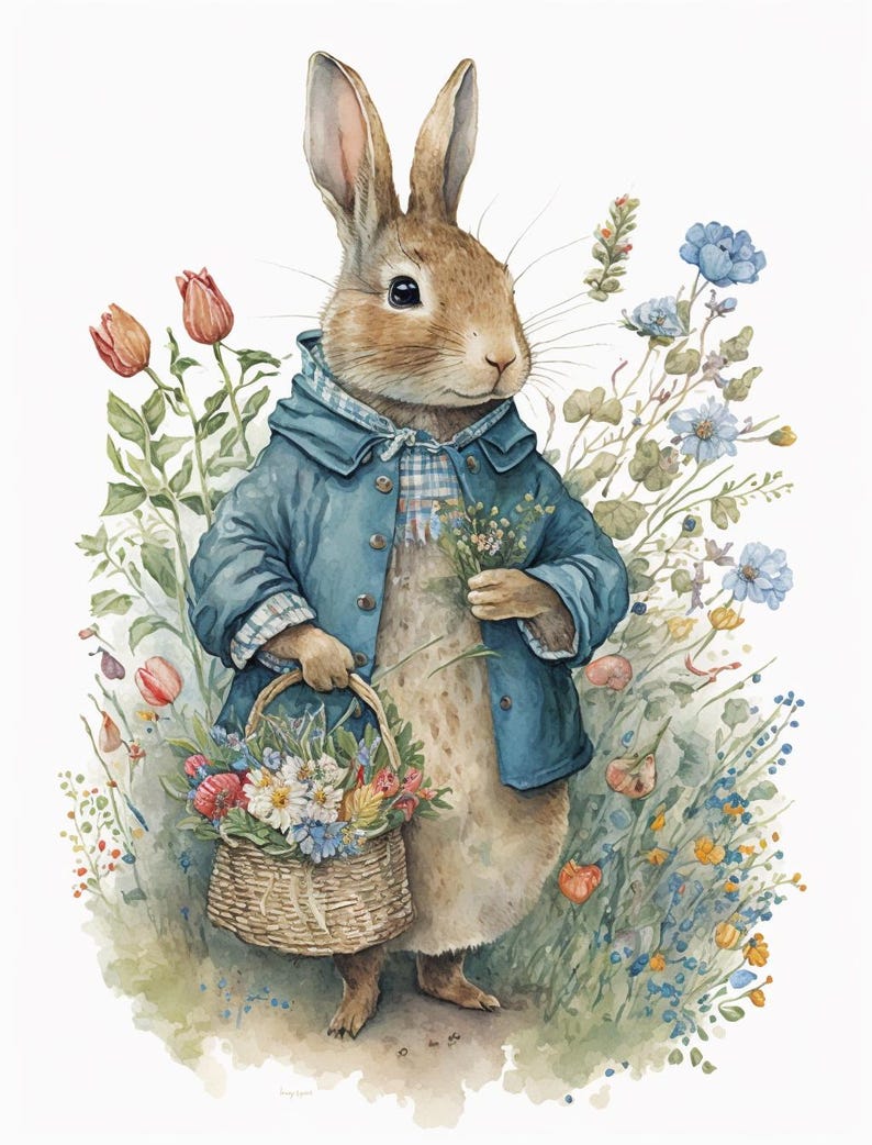 Peter Rabbit Clipart Set | Beatrix Potter Style Spring Bunny Art | High ...