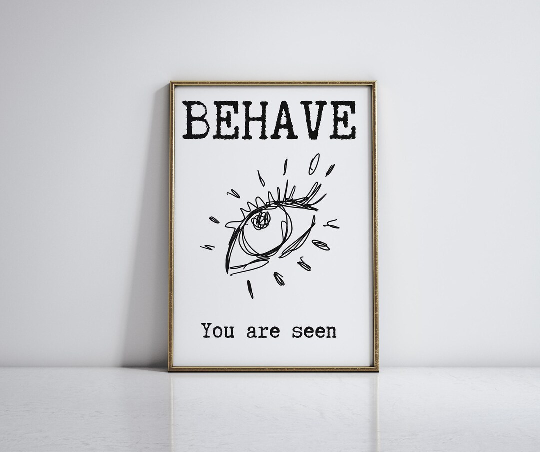 Printable Behave Black and White Wall Art, Modern Quote Art, Minimalist ...