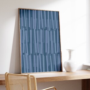 Blue Mid Century Abstract Art, Muted Blue Art, Navy Line Poster ...