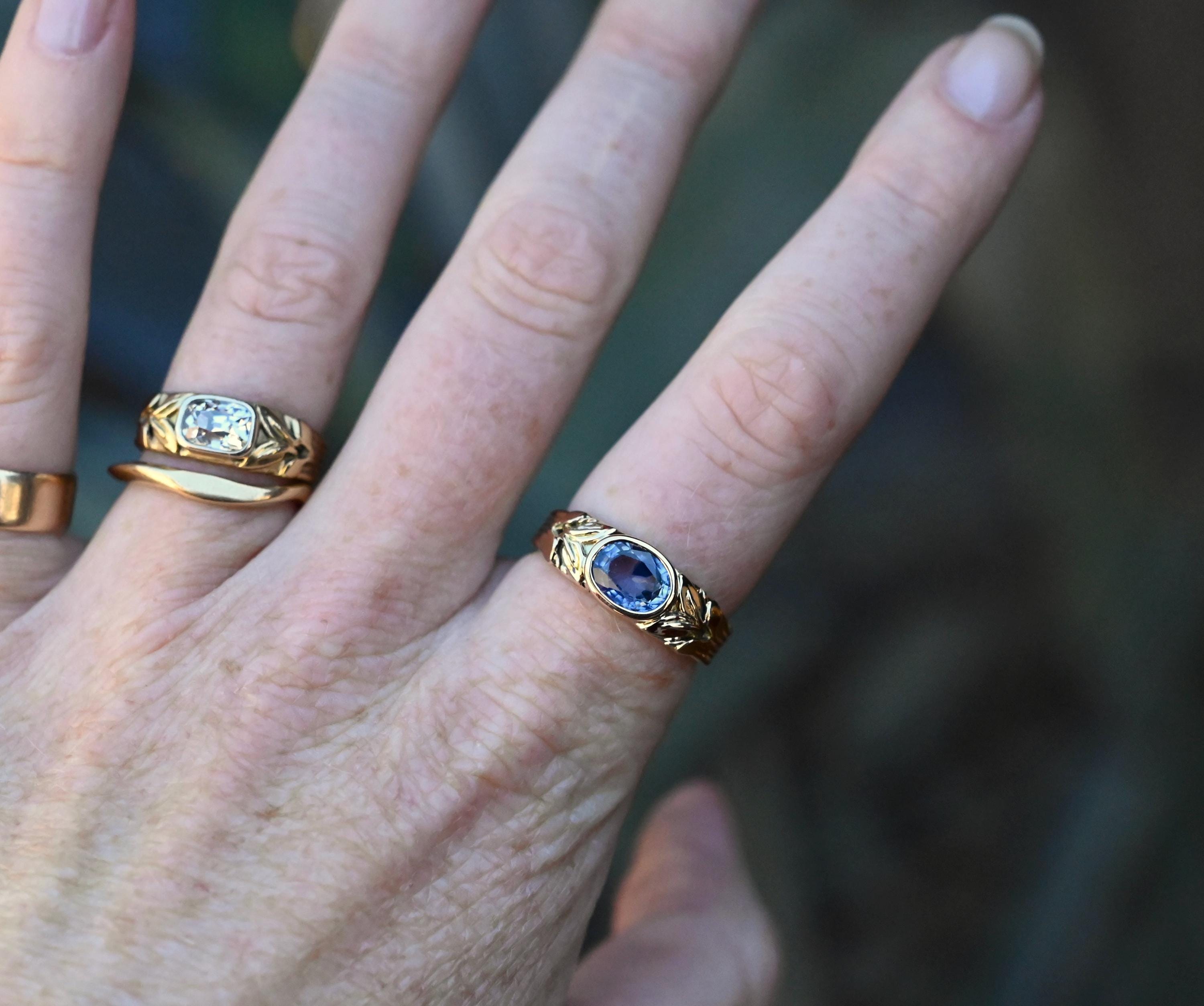 14k Gold Handcrafted Bezel Set Natural 1.76ct Ceylon No Heat Sapphire ...