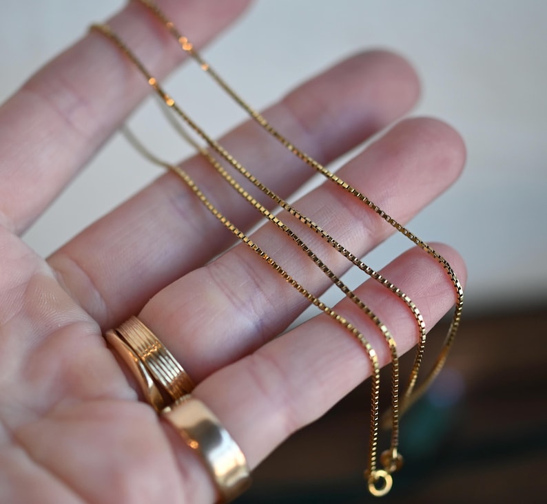 Vintage 14K Gold Box Chain - 20” Length - Etsy UK