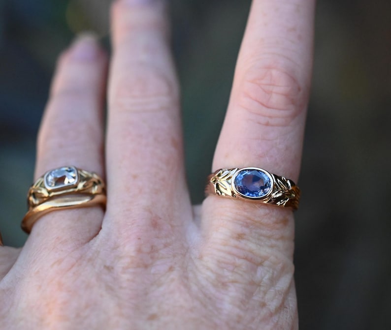 14k Gold Handcrafted Bezel Set Natural 1.76ct Ceylon No Heat Sapphire ...