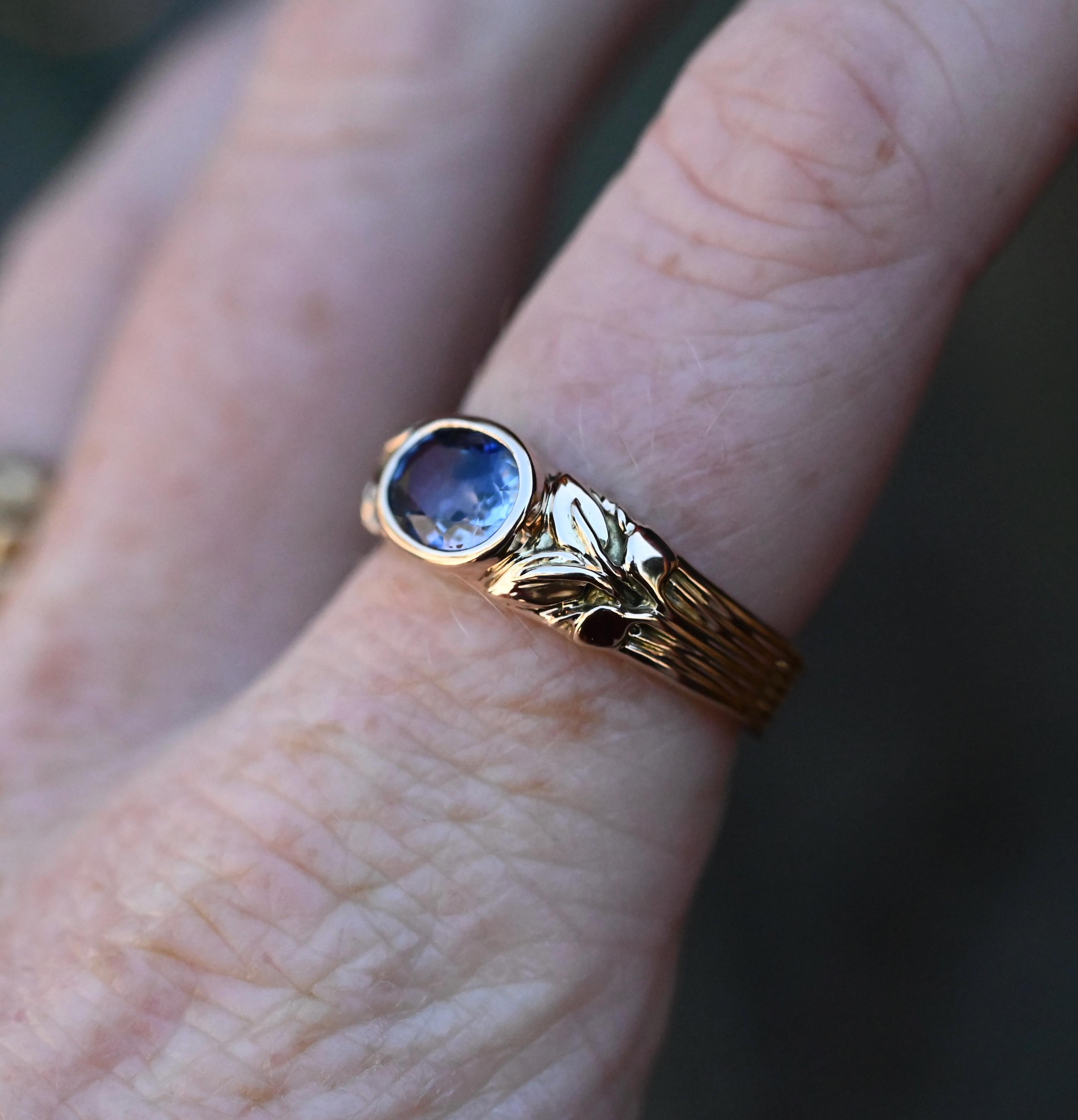 14k Gold Handcrafted Bezel Set Natural 1.76ct Ceylon No Heat Sapphire ...