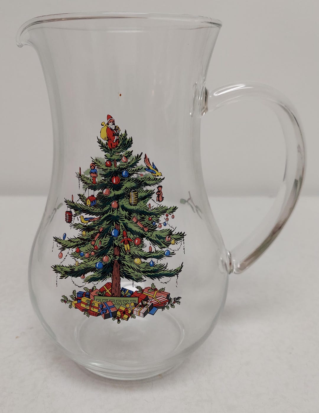 Vintage Spode Christmas Tree Clear Glass Pitcher 8 Inch Christmas Tree ...