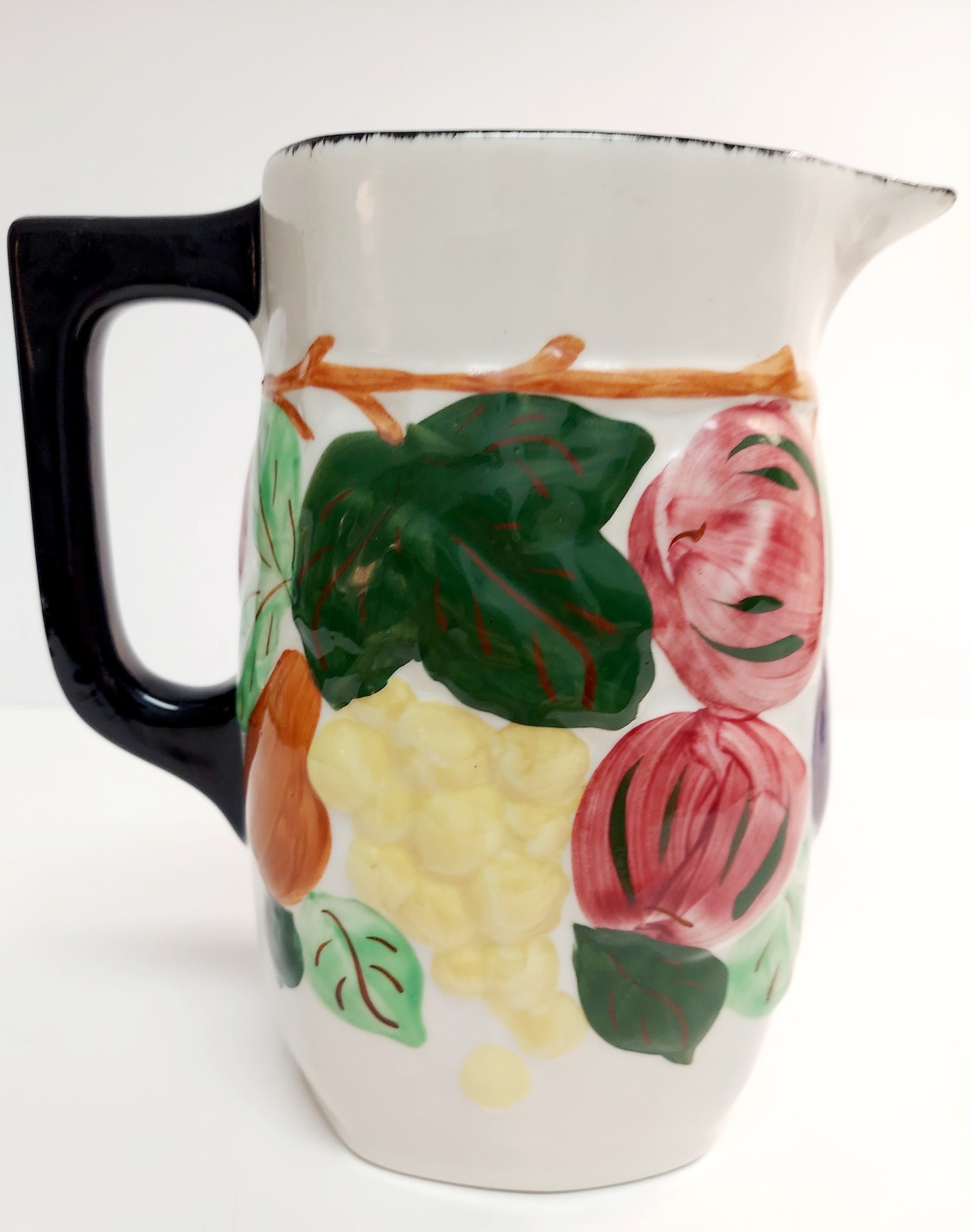 Vintage Hand Painted Blue Ridge Pottery Fruit Pitcher Southern ...