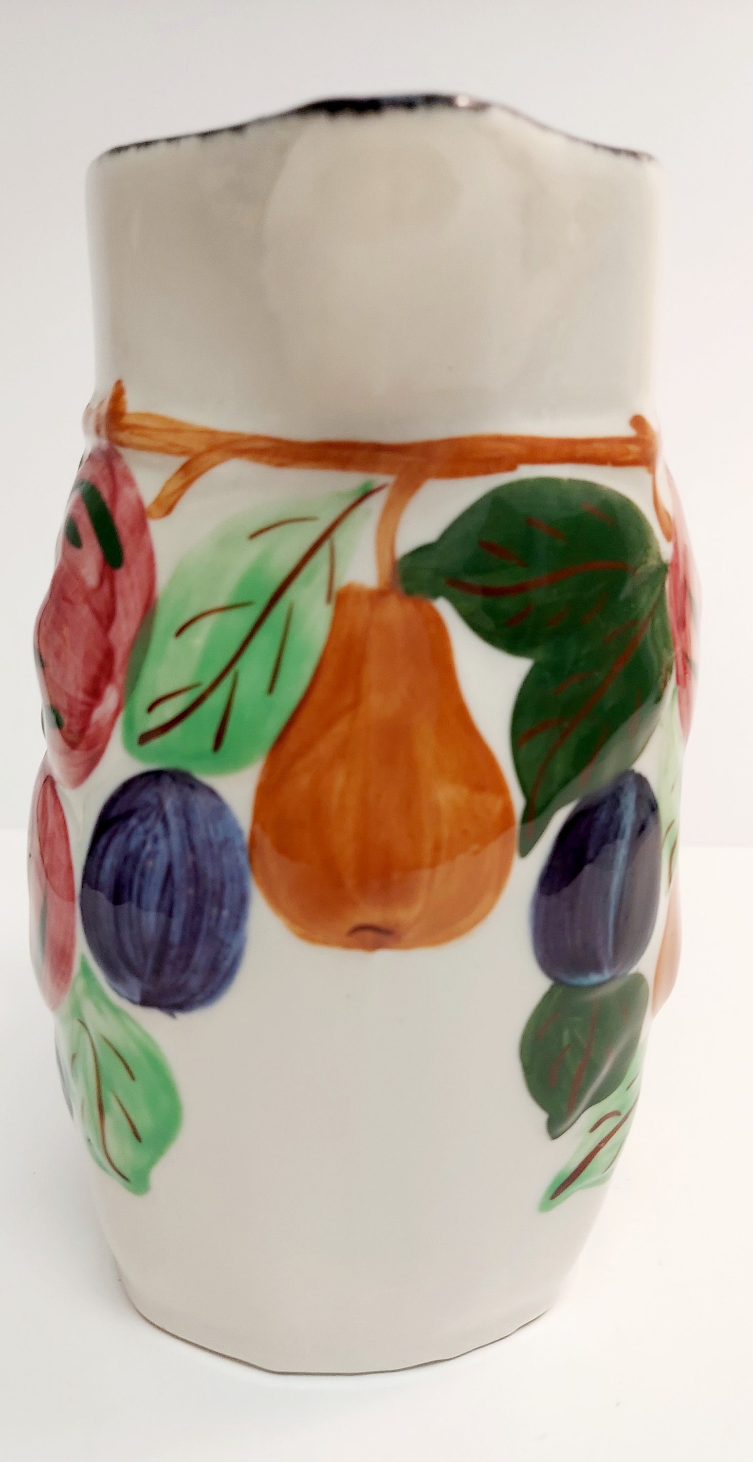 Vintage Hand Painted Blue Ridge Pottery Fruit Pitcher Southern ...