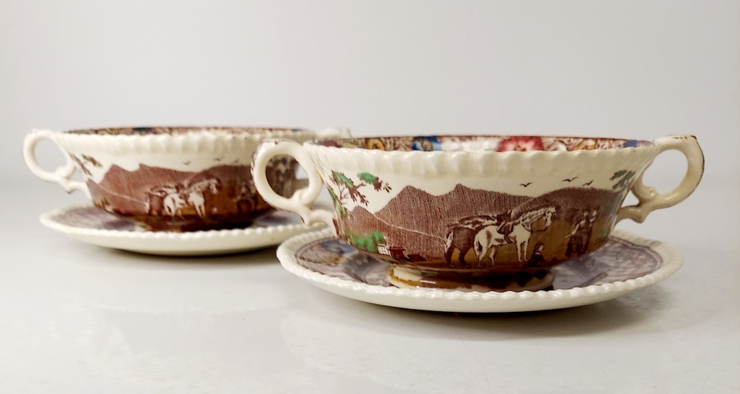 Vintage Royal Cauldon Native Double Handle Creme Soup Bowl and ...