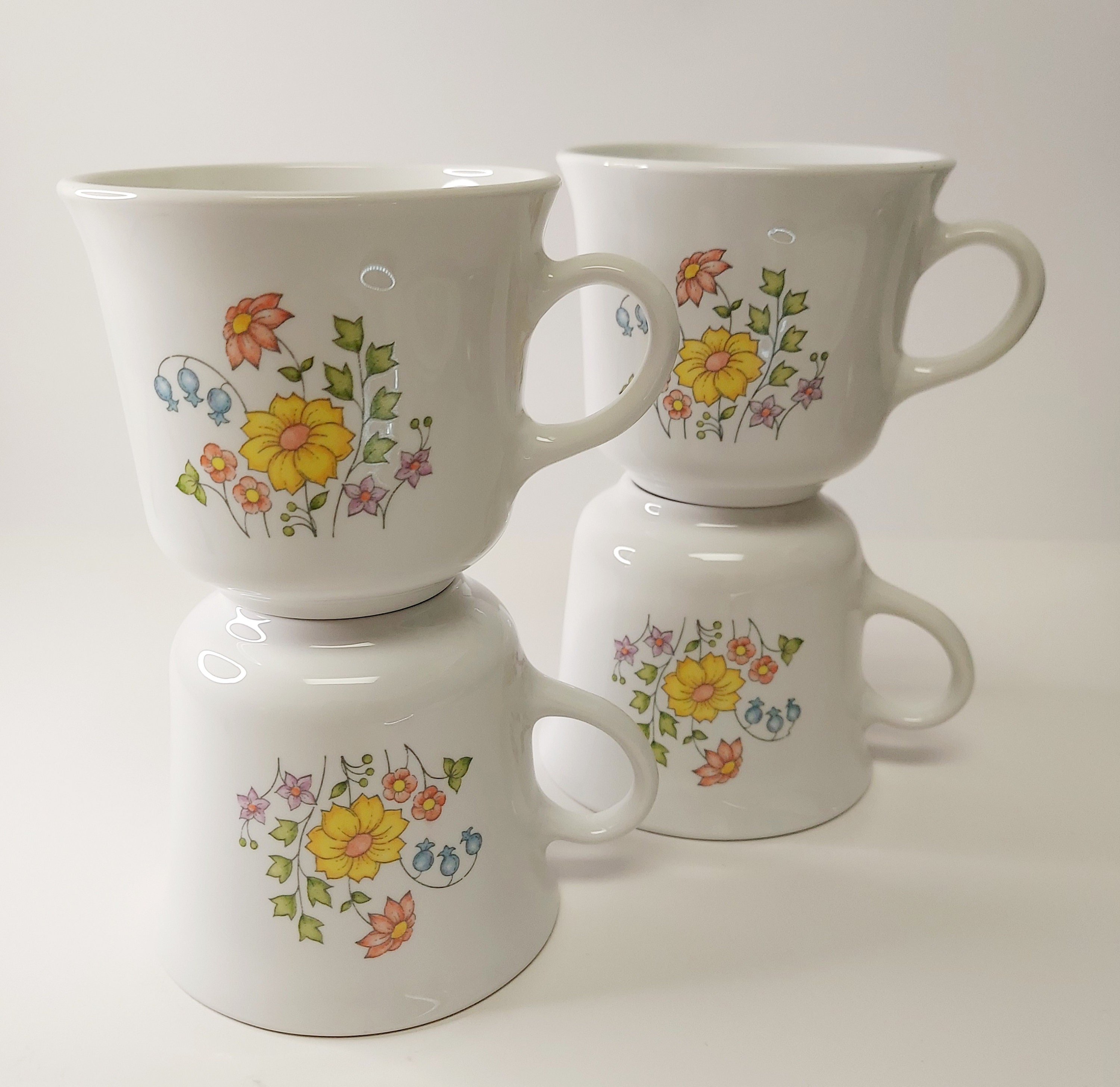 Set of Four Vintage Corning Ware Spring Meadow Cups - Etsy