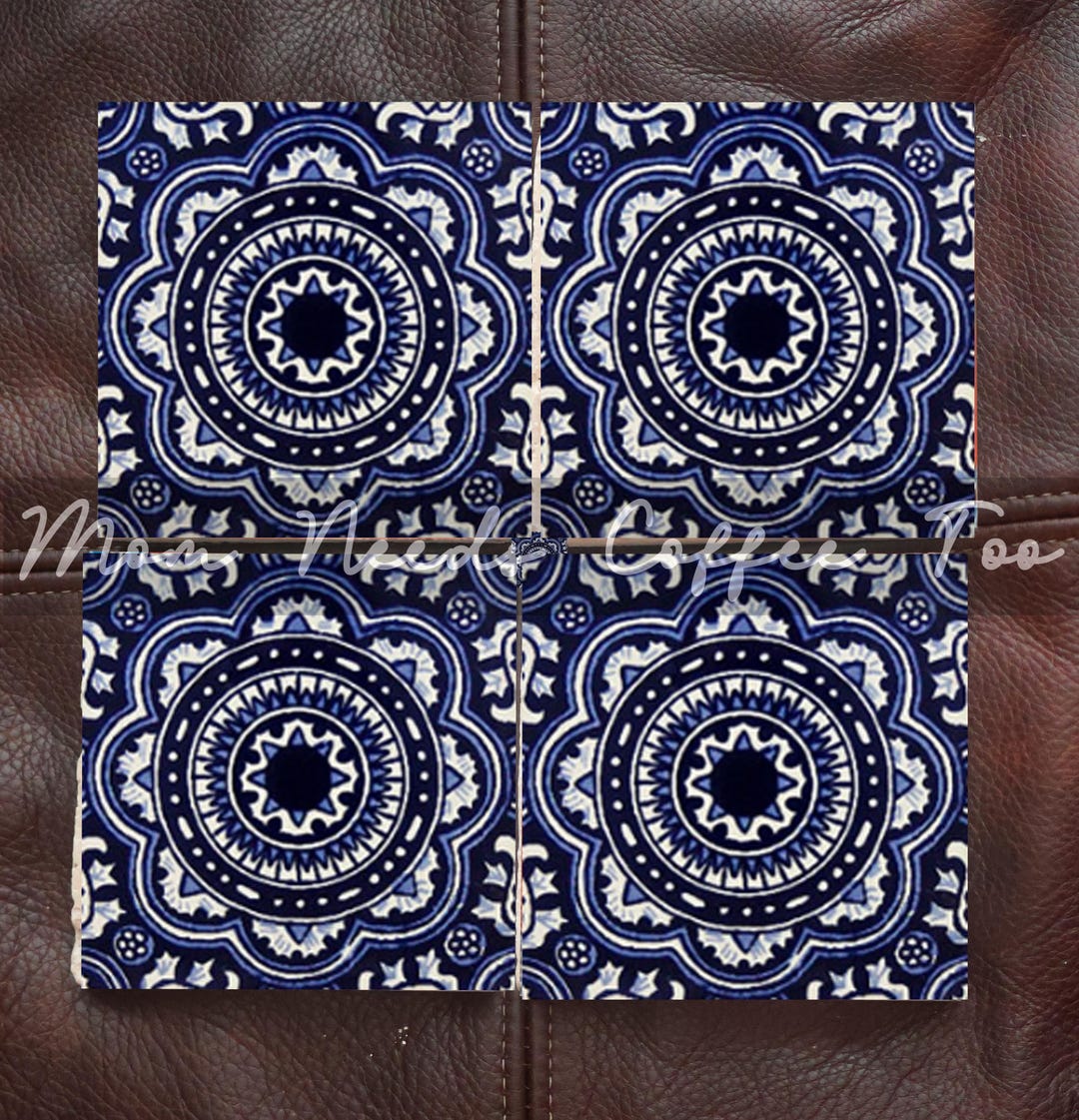 Blue "royal" Talavera Tile Coasters, Mexican Tile Coasters, Talavera ...