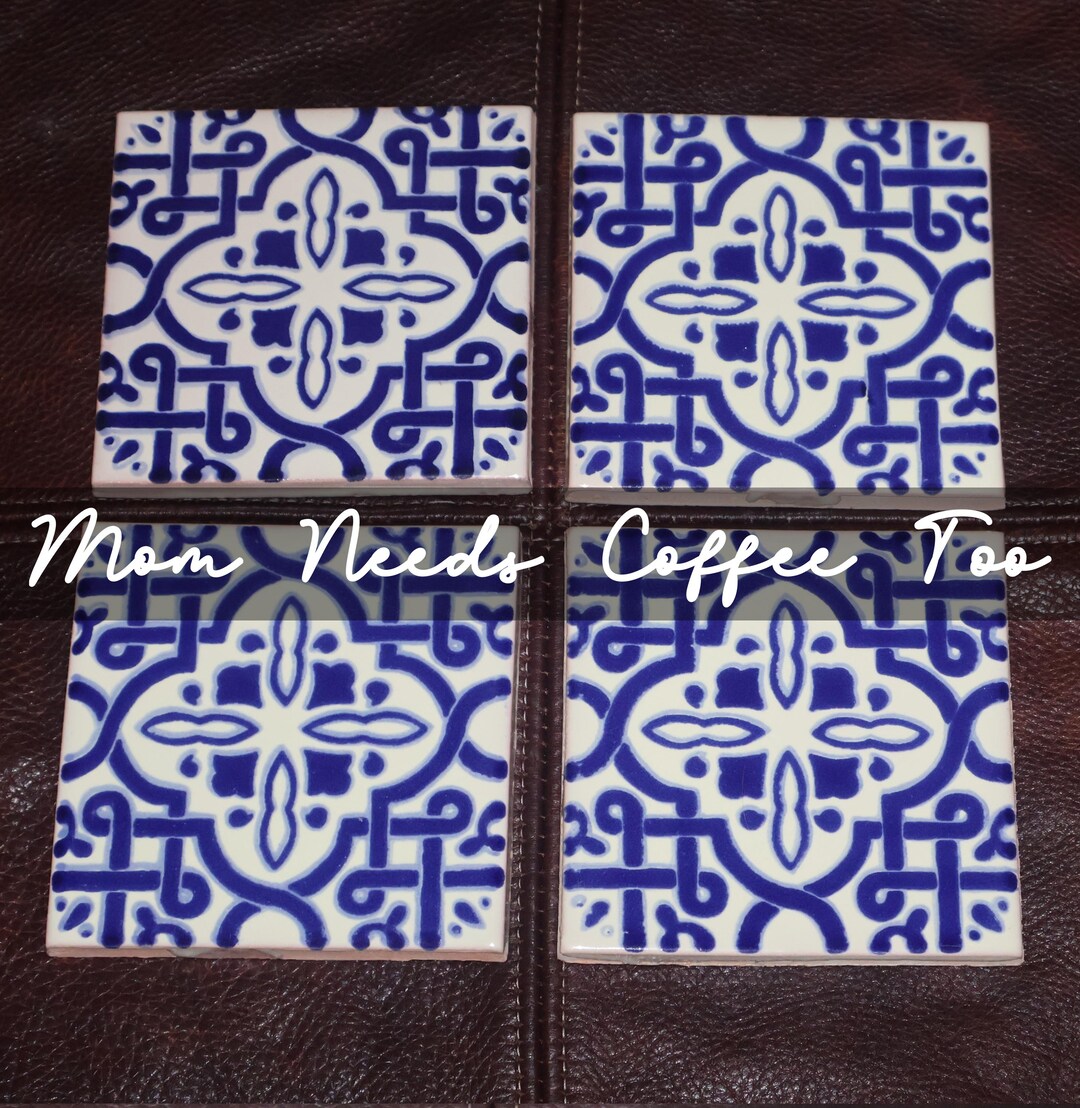 Blue Talavera Tile Coasters, Mexican Tile Coasters, Talavera Tiles ...