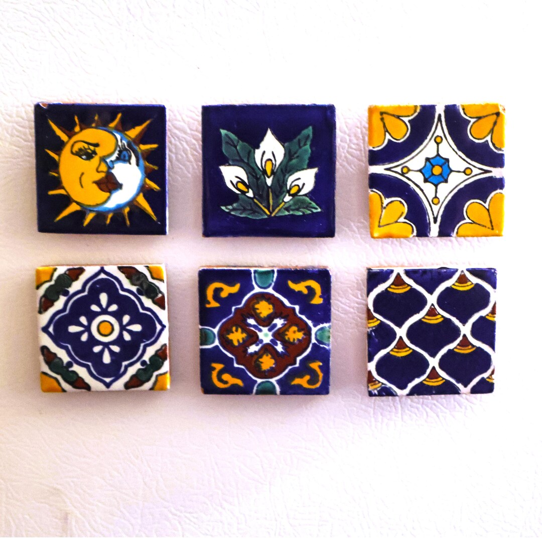 Refrigerator Magnets, Mexican Tile Magnets, Southwestern Decor, 2x2 ...