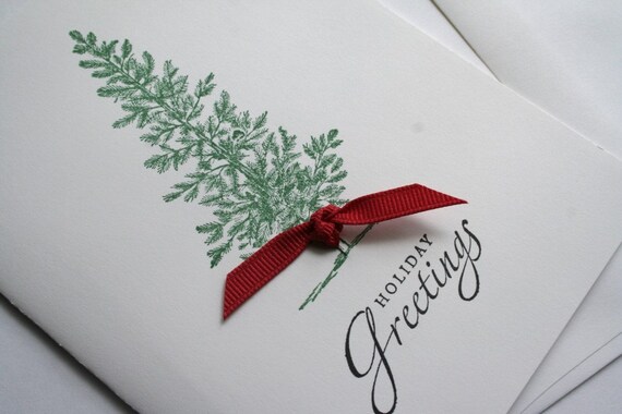 Items similar to Handmade Greeting Card- Christmas Tree with Bow on Etsy
