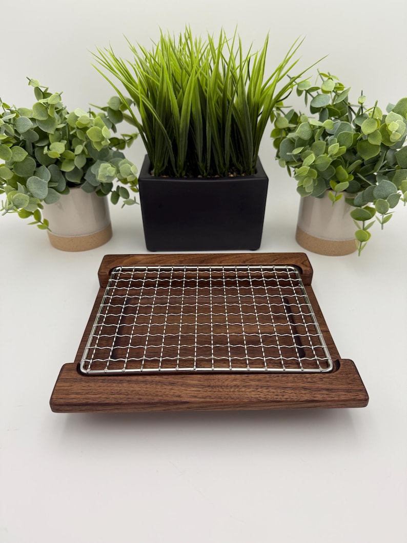 Handcrafted Walnut Korean BBQ Grill Tray | Tabletop Yakitori & KBBQ ...