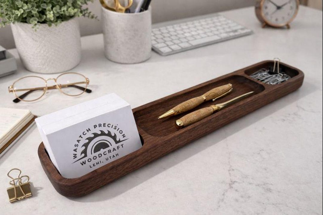 Handcrafted Walnut Desk Organizer: Modern Office Tray - Etsy
