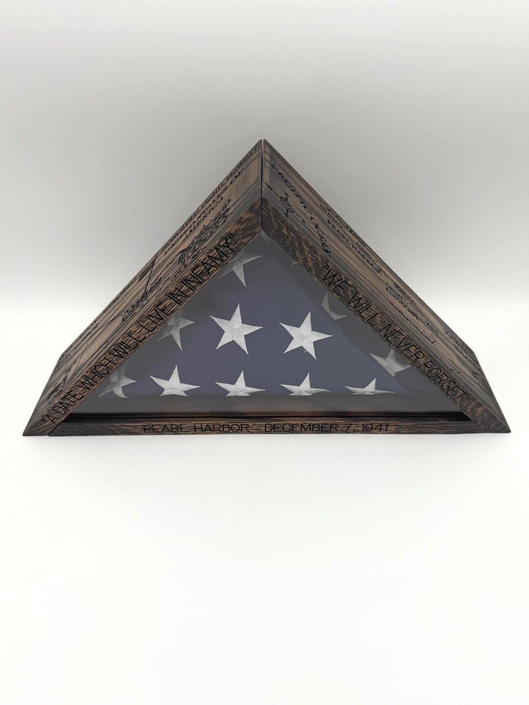 Engraved Oak Flag Display Case | Veteran Memorial, Custom Tribute - Etsy