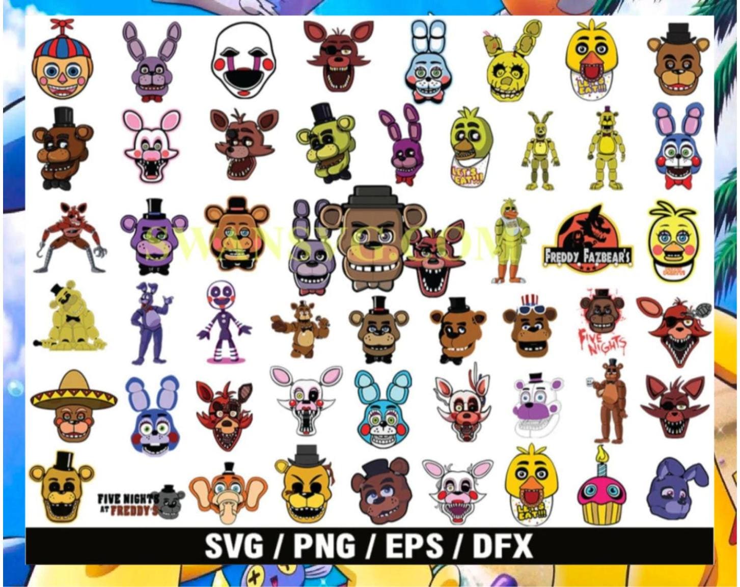 320 FNAF Bundle Svg, FNAF Svg, Five Nights at Freddy's Set, Freddy's ...