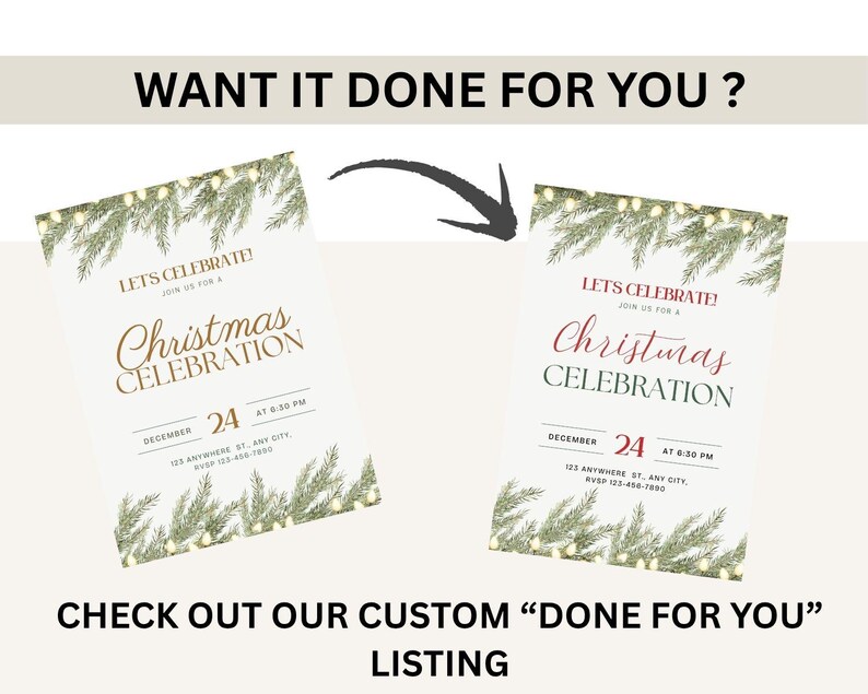 Editable Christmas Invitation Template Canva | Holiday Party Invite ...