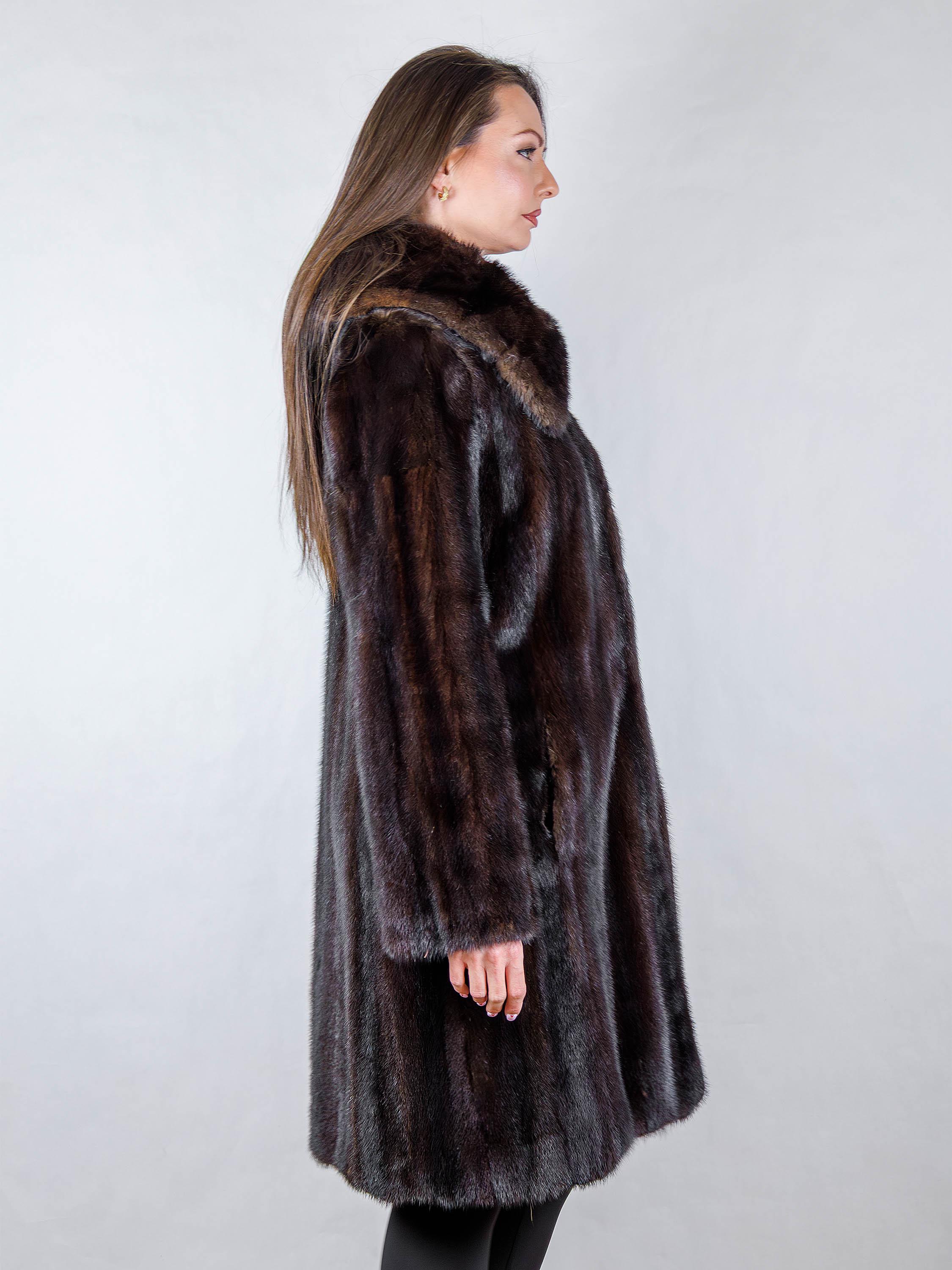 Dark Brown Mink Fur Coat, 3/4 Length, Vintage, Classic, Made in Greece ...