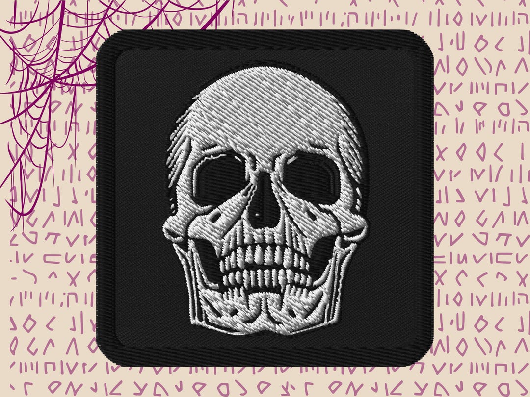 Human Skull Embroidered Patch - Skeleton Head Embroidery Iron on ...