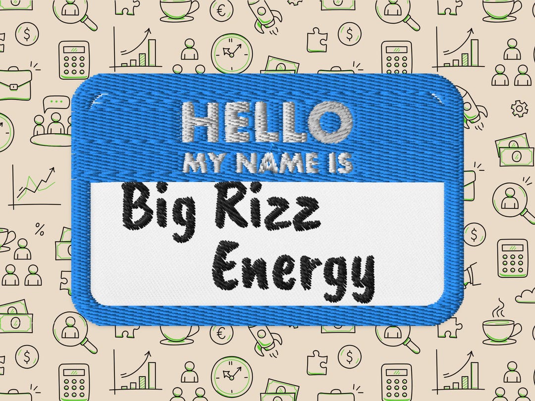 Custom Name Tag Embroidered Patch - "big Rizz Energy" Embroidery Iron ...