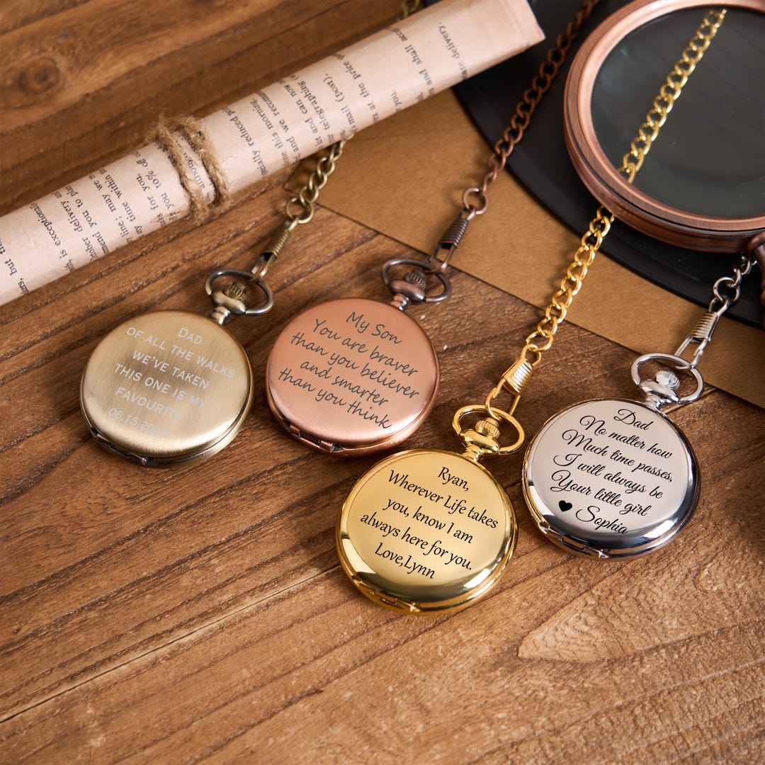 Father's Day Gift, Personalized Engraved Pocket Watch, Groomsmen Gift ...