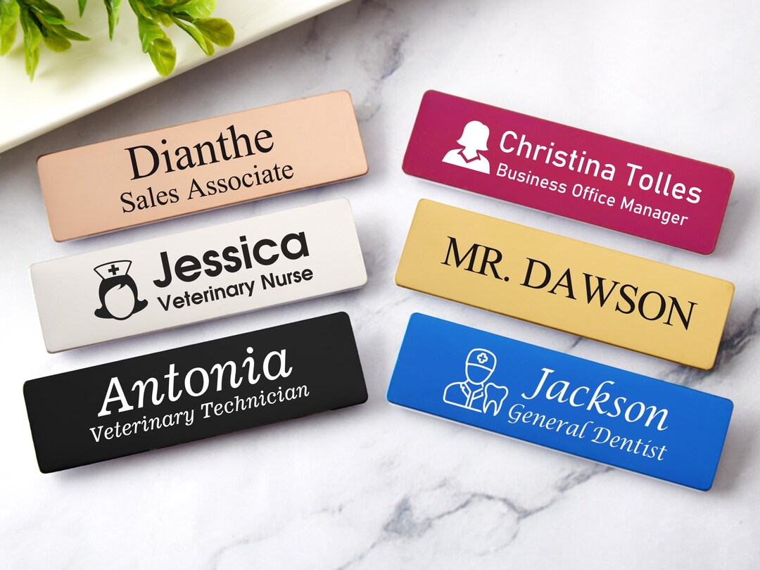 Personalized Plastic Name Badge With Pin or Magnet Attachment, Custom ...