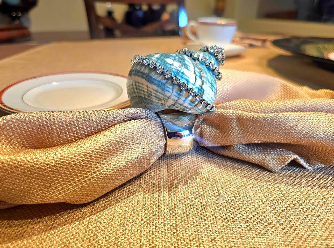 Isabella Adams Jade Turbo Luxury Shell Napkin Rings, Set-of-four ...