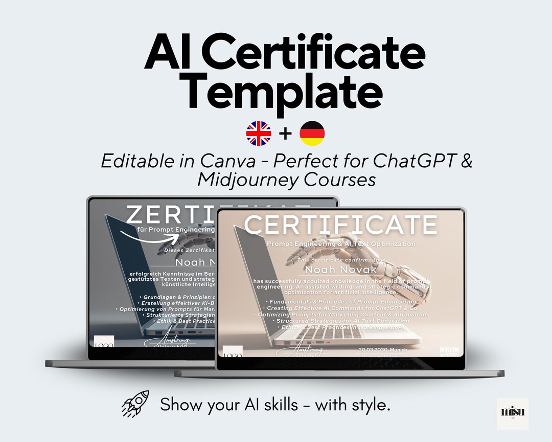 AI Prompt Master Certificate Template | Editable Canva | Chatgpt ...