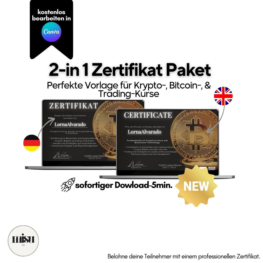 Bitcoin Certificate | Crypto Certificate | Editable Canva Template - Etsy