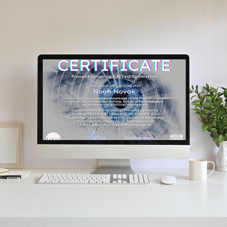 AI Training Completion Certificate | Editable Canva Template for ...