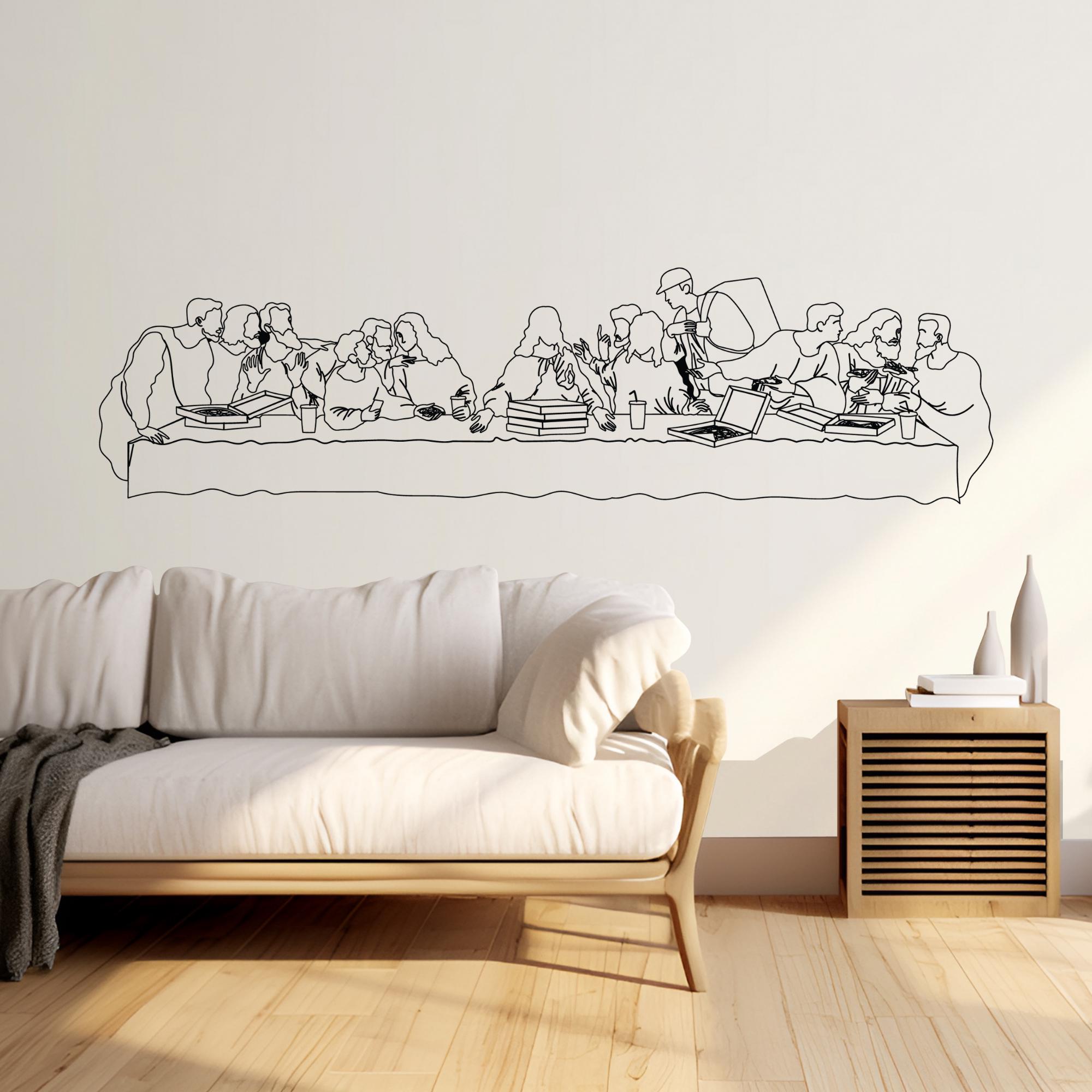 Last Supper Pizza Party Metal Wall Art: Christian Line Art Gift - Etsy
