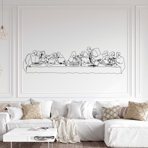 Last Supper Pizza Party Metal Wall Art: Christian Line Art Gift - Etsy