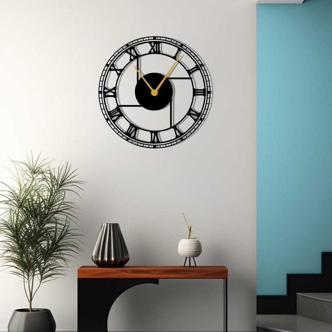 Roman Numeral Metal Wall Clock, Vintage Style Decorative Wall Clock ...