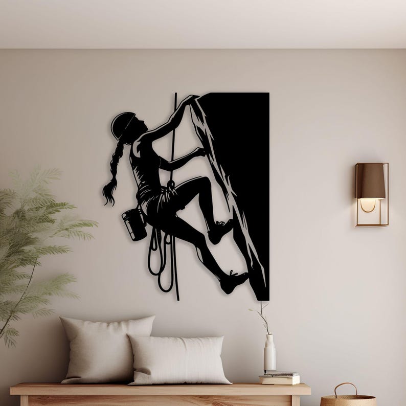 Female Rock Climber Metal Wall Art: Modern Gym Decor - Etsy