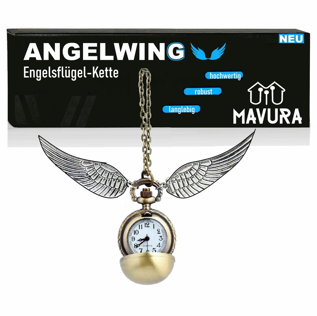 ANGELWING Angel Wings Necklace Golden Snitch Pendant With Wings & Watch ...