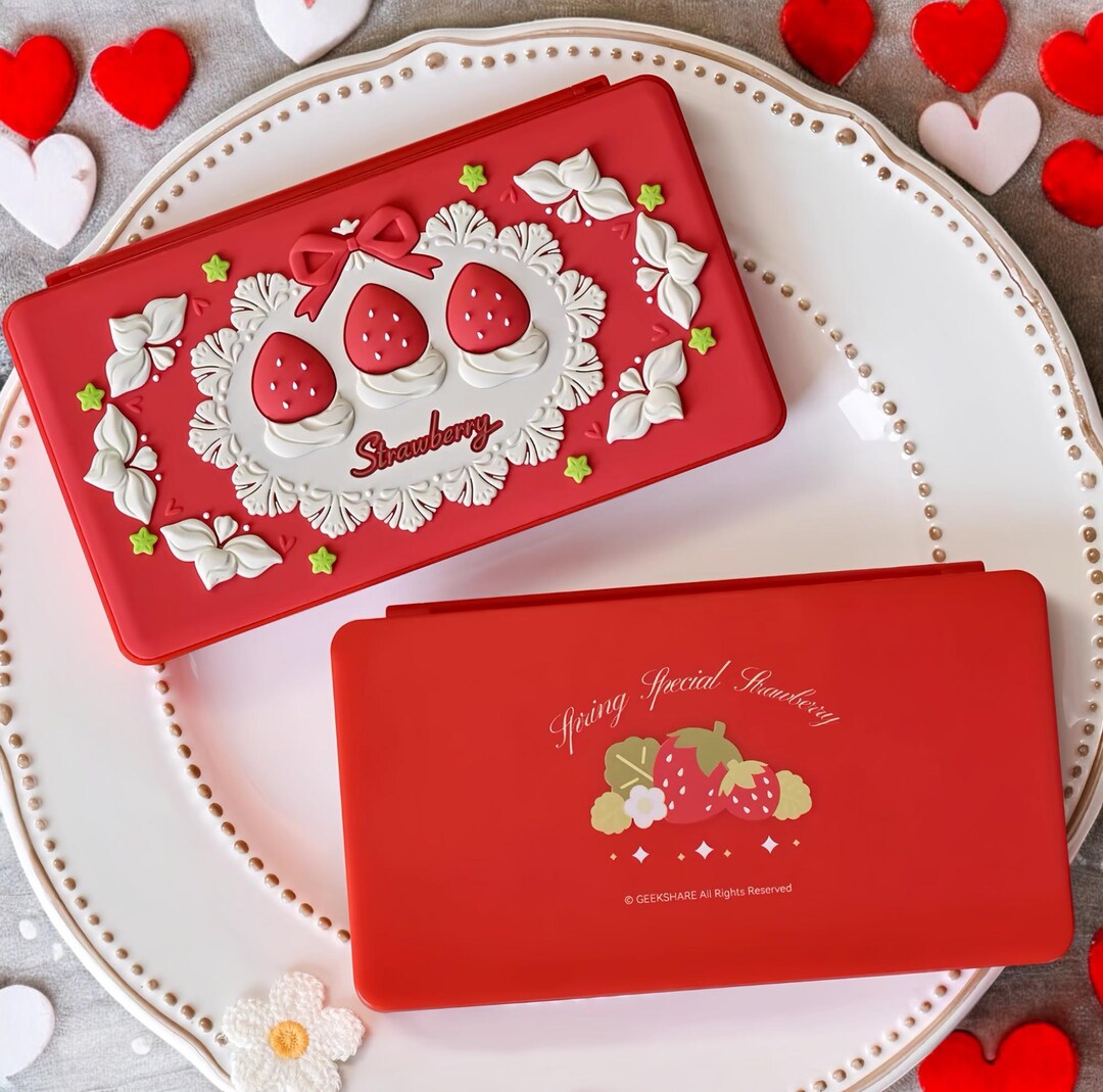 Geekshare Strawberry Switch Game Card Case – Cute 3D Cream Art Storage ...