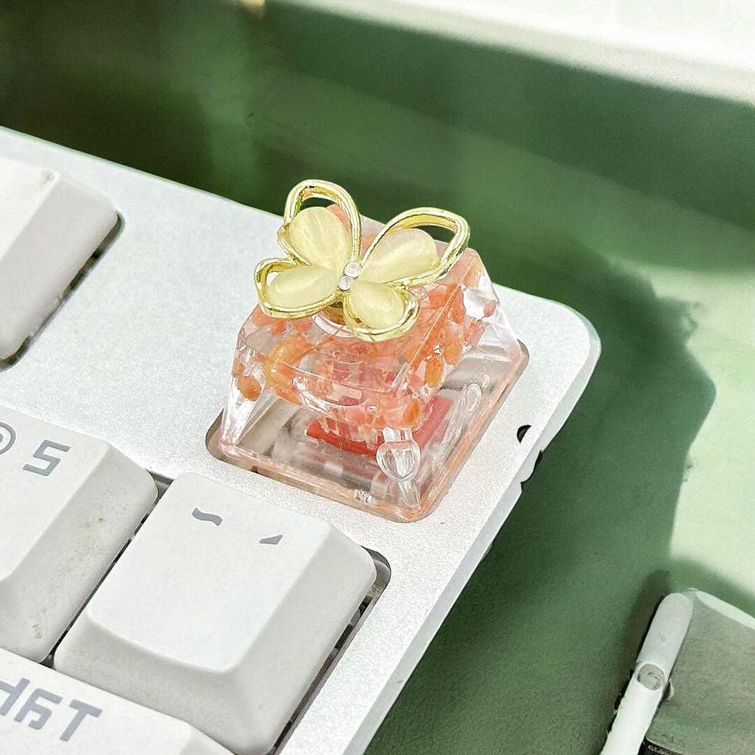 Spinning Butterfly Keycap, Cute Handcrafted Butterfly Key Cap, Floral ...