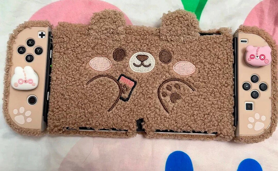 Cute Plush Switch Protective Case – Teddy Bear & Bunny Design, Cute ...