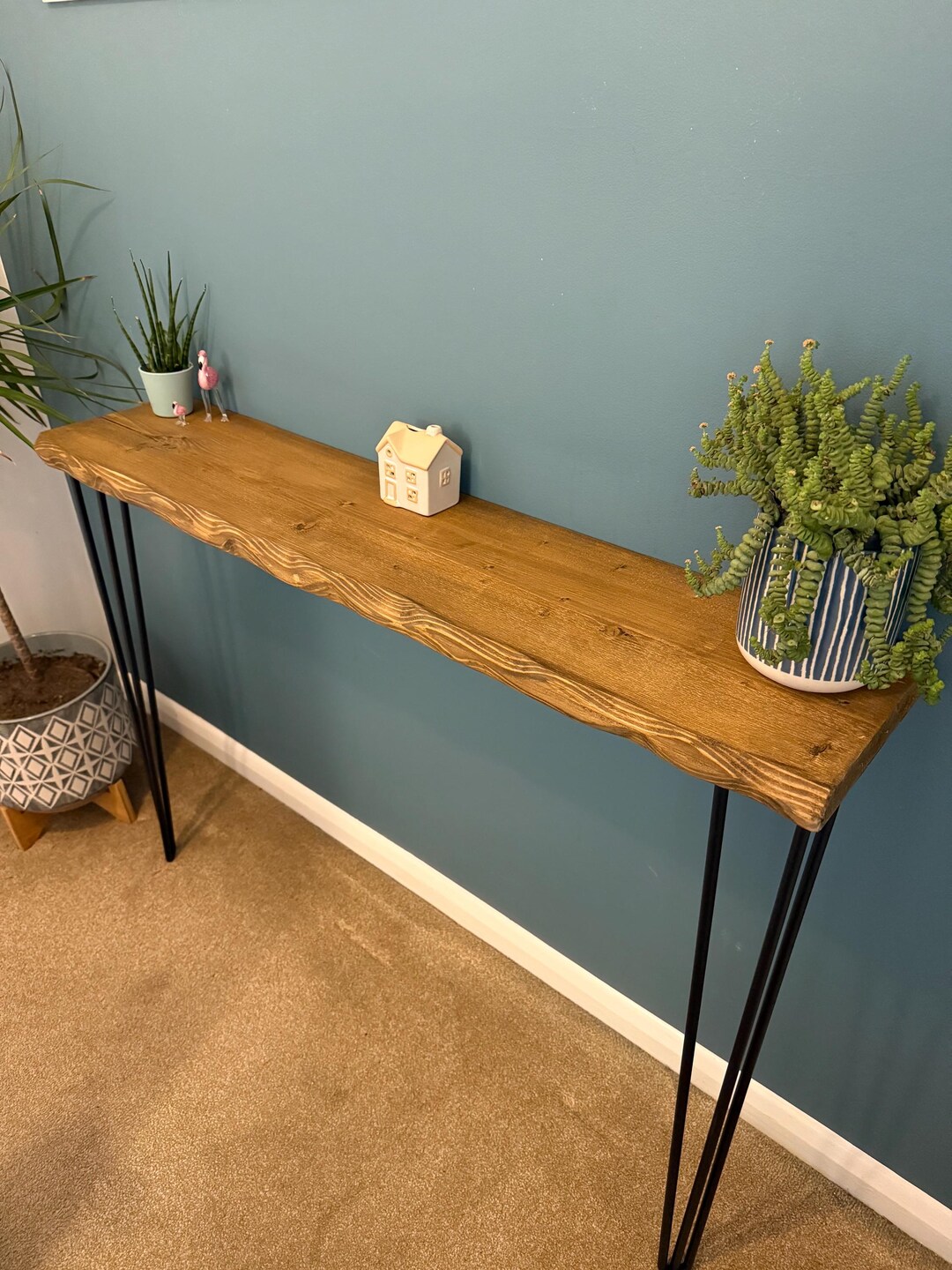 Rustic Live Edge Console Table With Hairpin Legs | Wooden Rustic ...