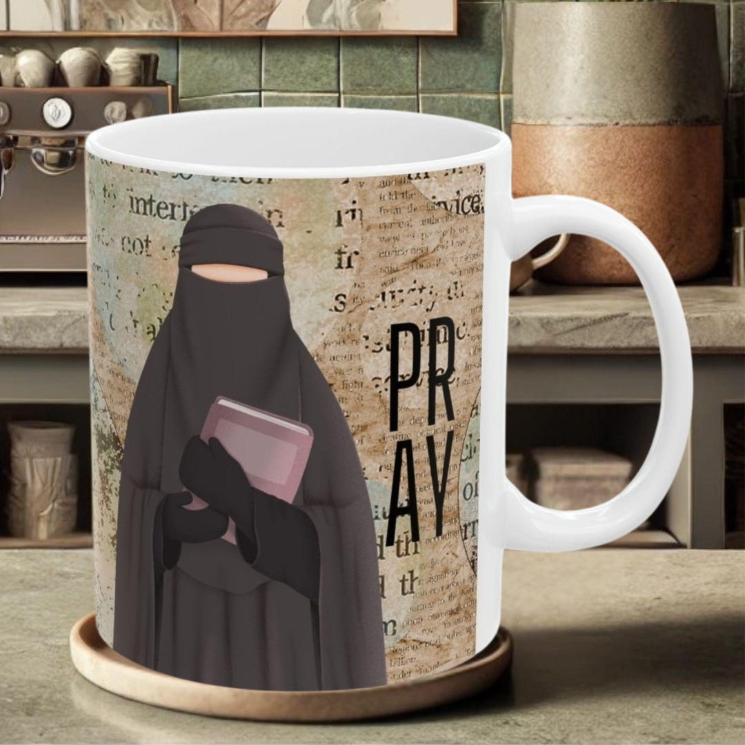Muslimah Islamic Pray Mug 11 Oz Vintage Aesthetic Collage Niqabi Hijab ...
