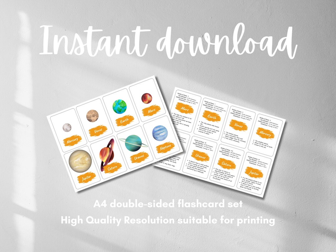 Solar System Planet Printable Flashcard Activity Set, Science, STEM ...