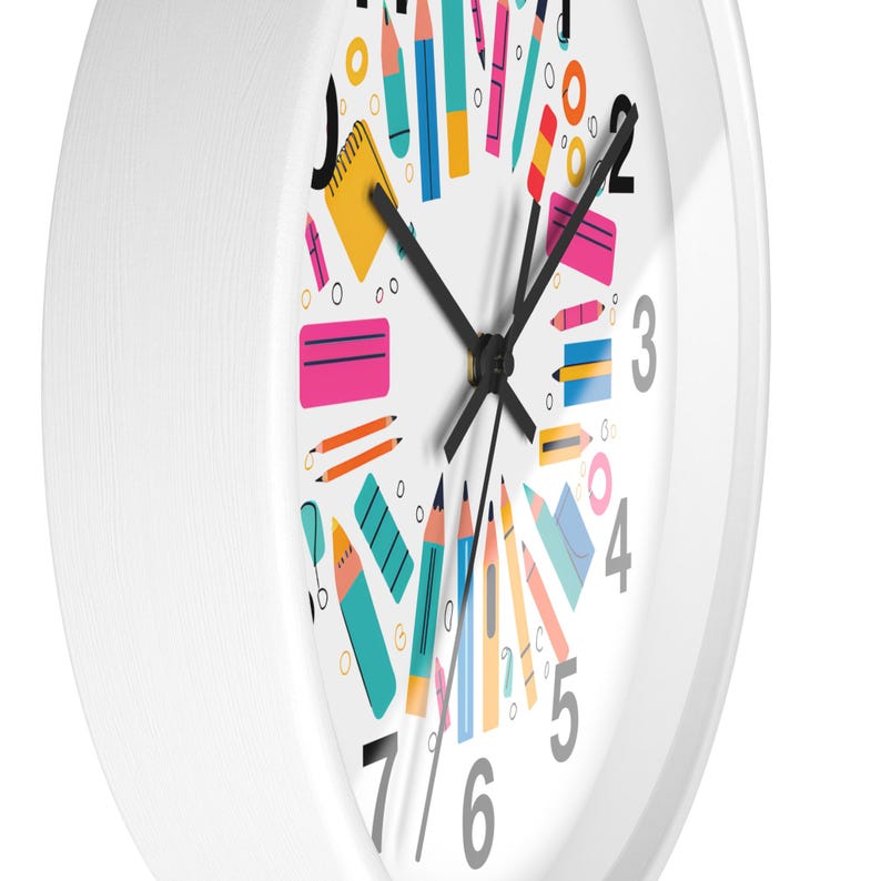 Fun School Design Wall Clock for Classrooms and Kids' Rooms Wall Clock ...