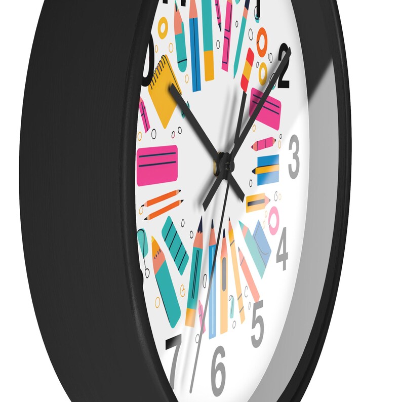 Fun School Design Wall Clock for Classrooms and Kids' Rooms Wall Clock ...