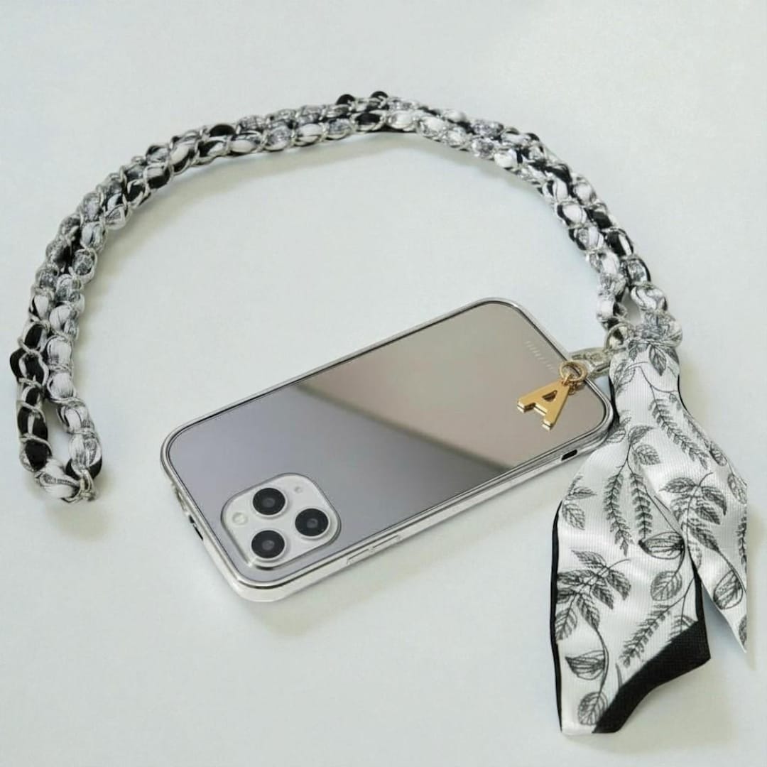 Personalized Crossbody Phone Strap With Gold Initial Charm, Braided ...