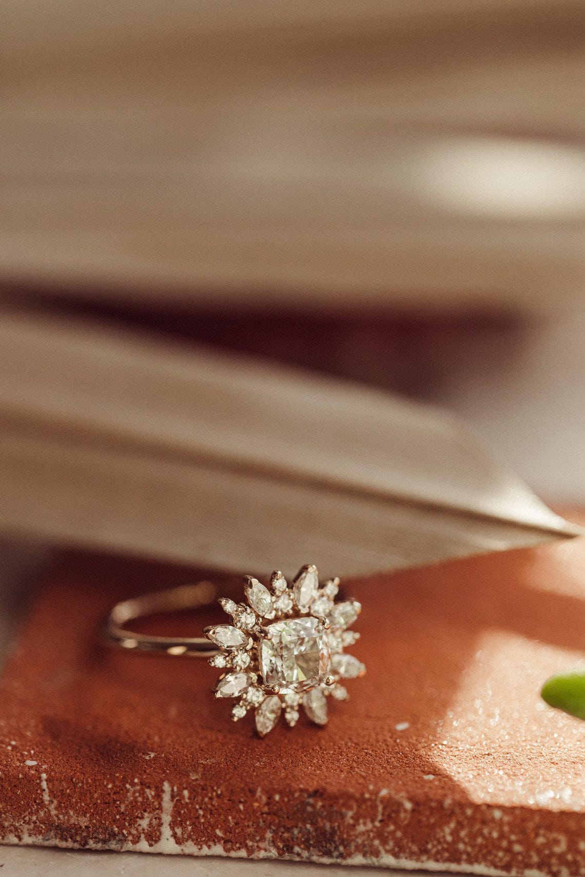 1.5 Ct Starburst Cushion Cut With Small Marquise Moissanite Engagement ...